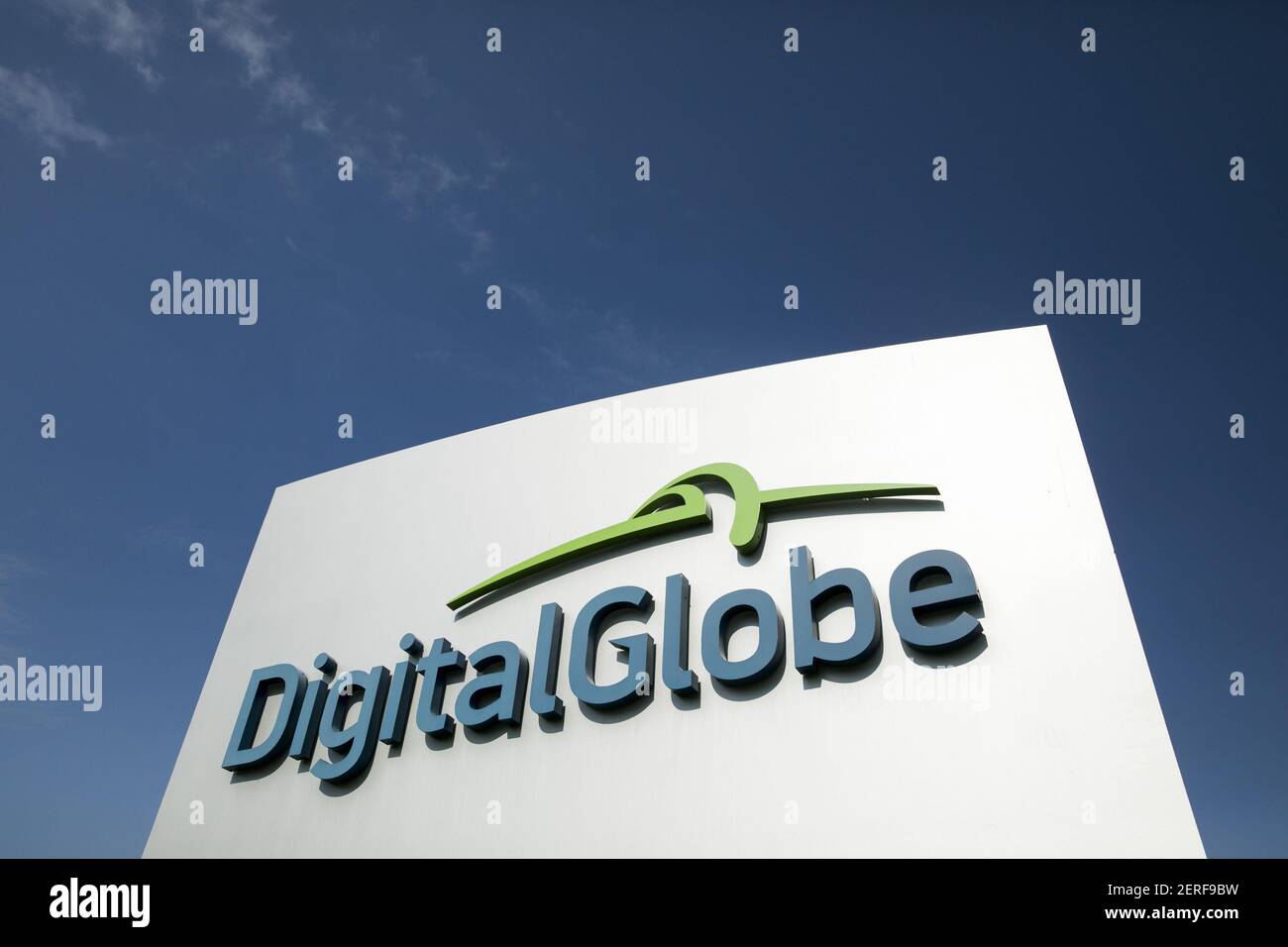 A logo sign outside of the headquarters of DigitalGlobe in Westminster ...