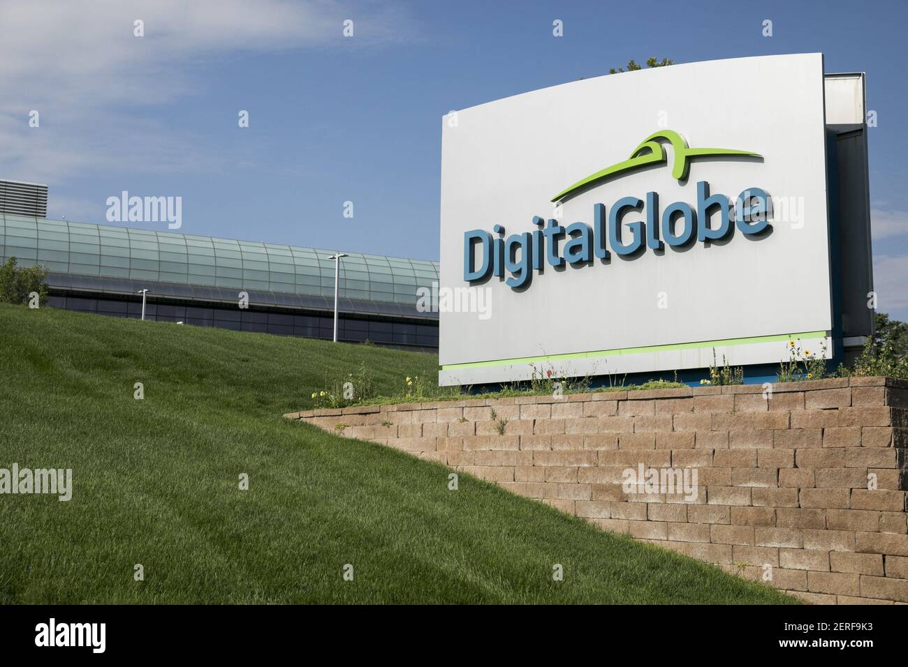 A logo sign outside of the headquarters of DigitalGlobe in Westminster ...