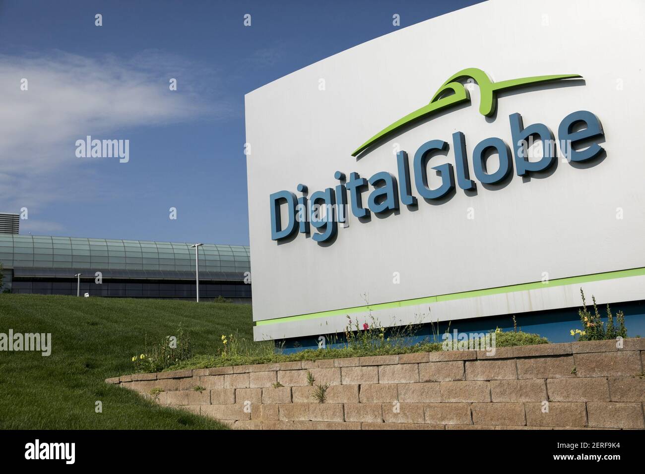 A logo sign outside of the headquarters of DigitalGlobe in Westminster ...