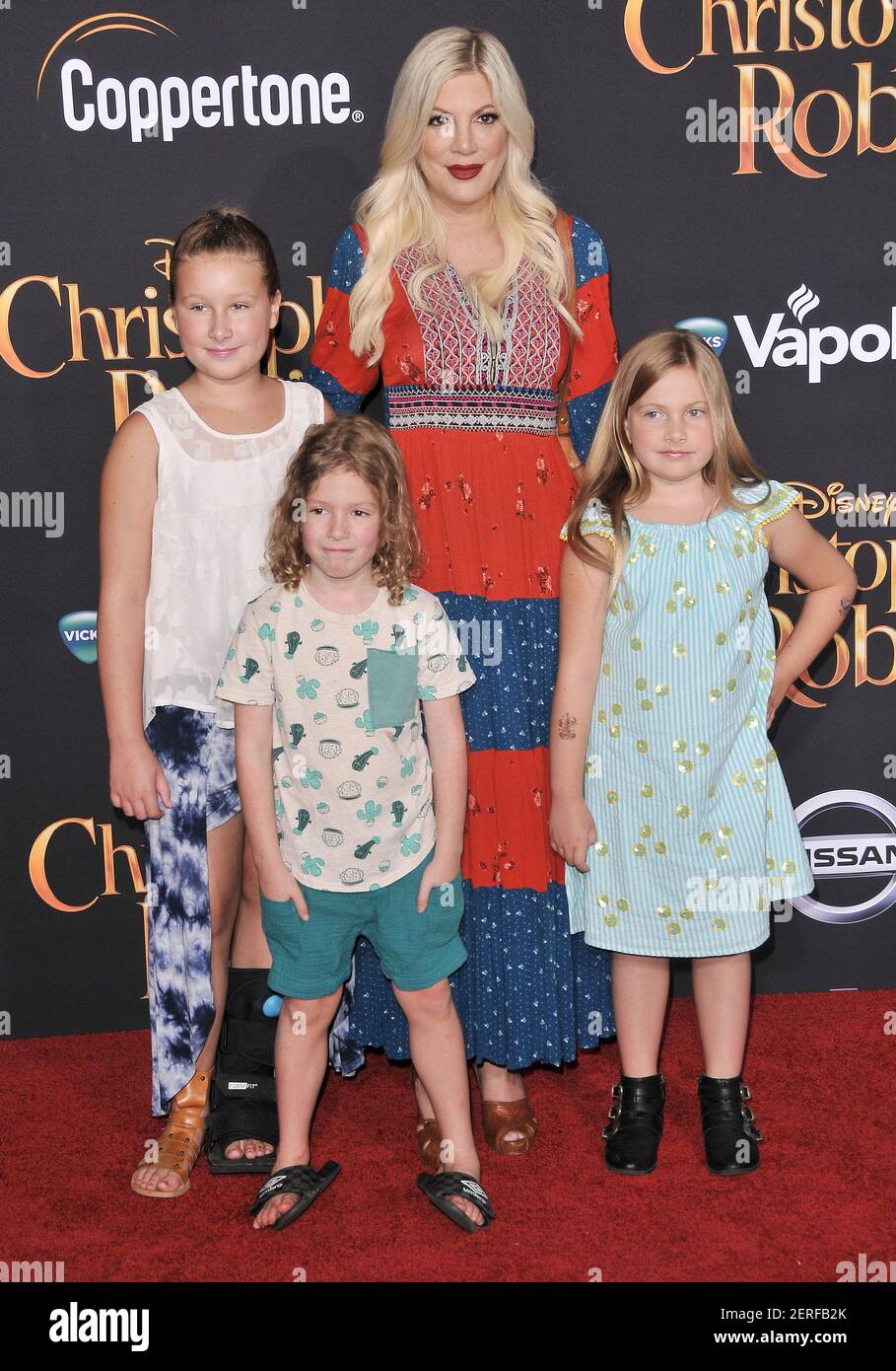 Tori Spelling arrives at the Disney’s “Christopher Robin" Los Angeles ...