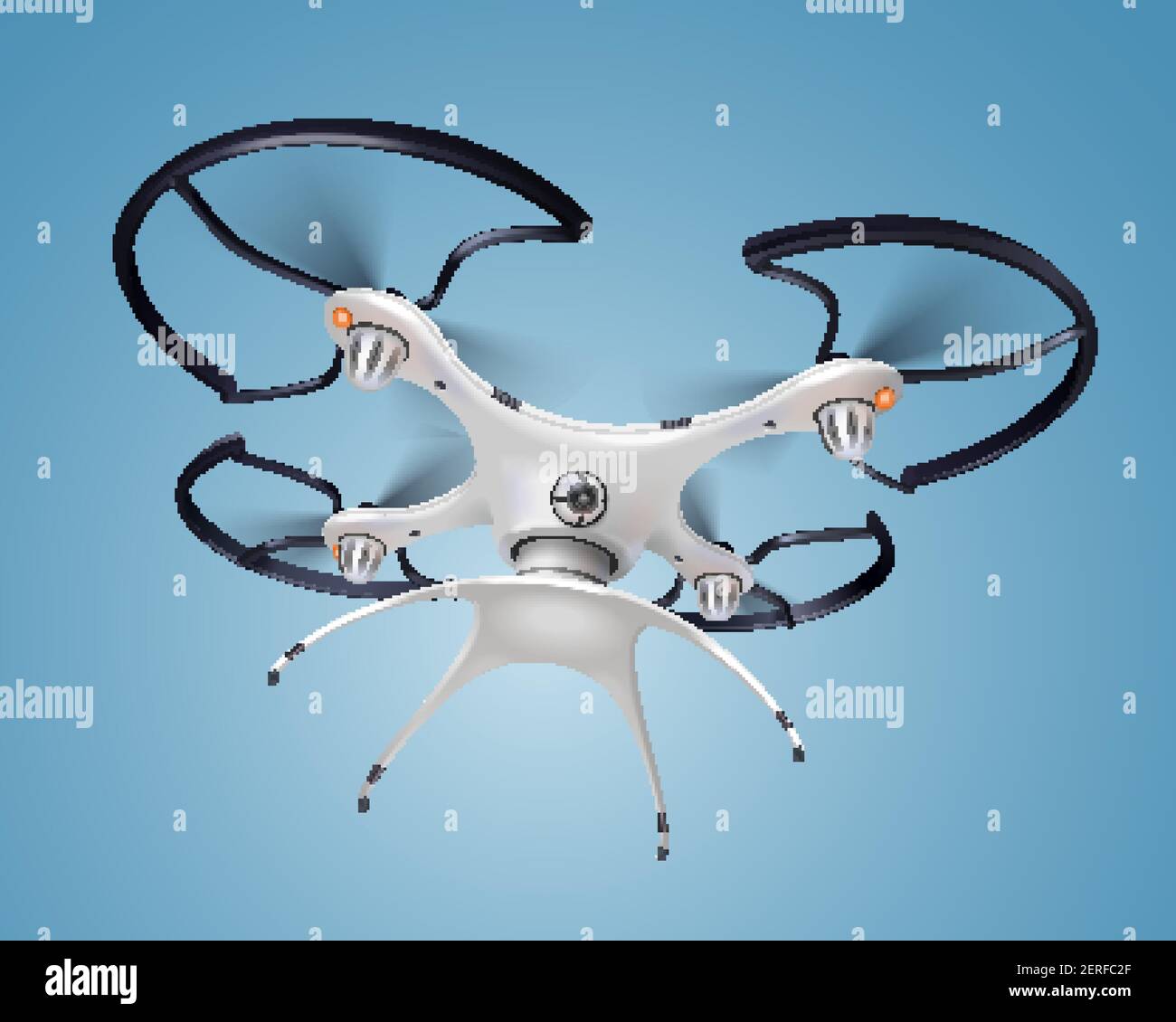 Colored and realistic drone with camera composition white smart ...