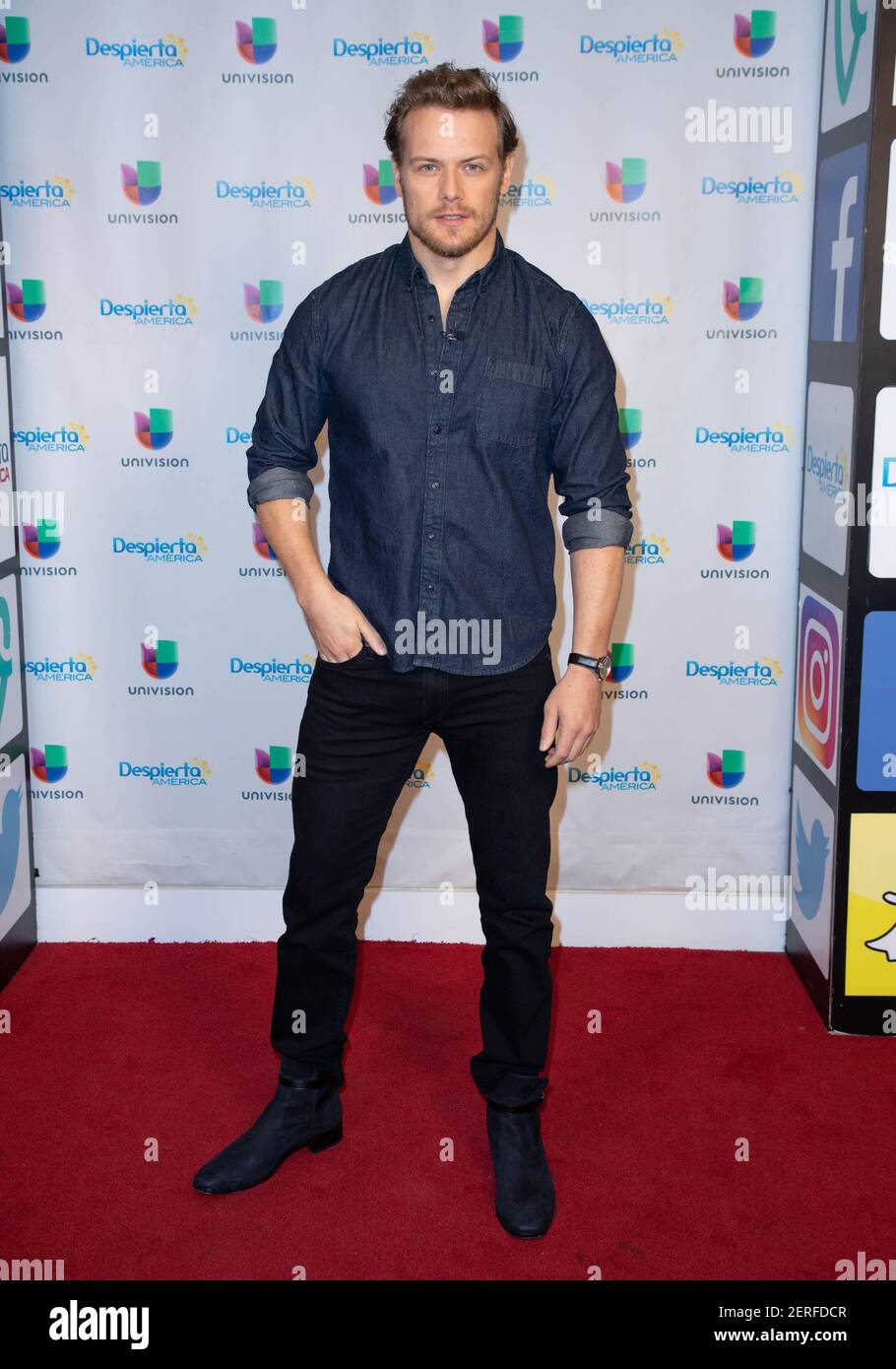 MIAMI, FL-AUG 1: Actor Sam Heughan visit Despierta America morning show ...