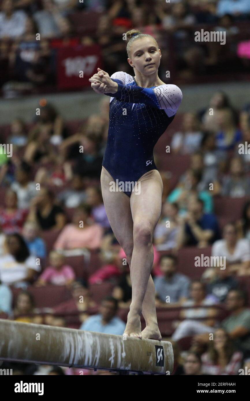 July 28, 2018: Gymnast Jade Carey competes during the 2018 GK U.S ...
