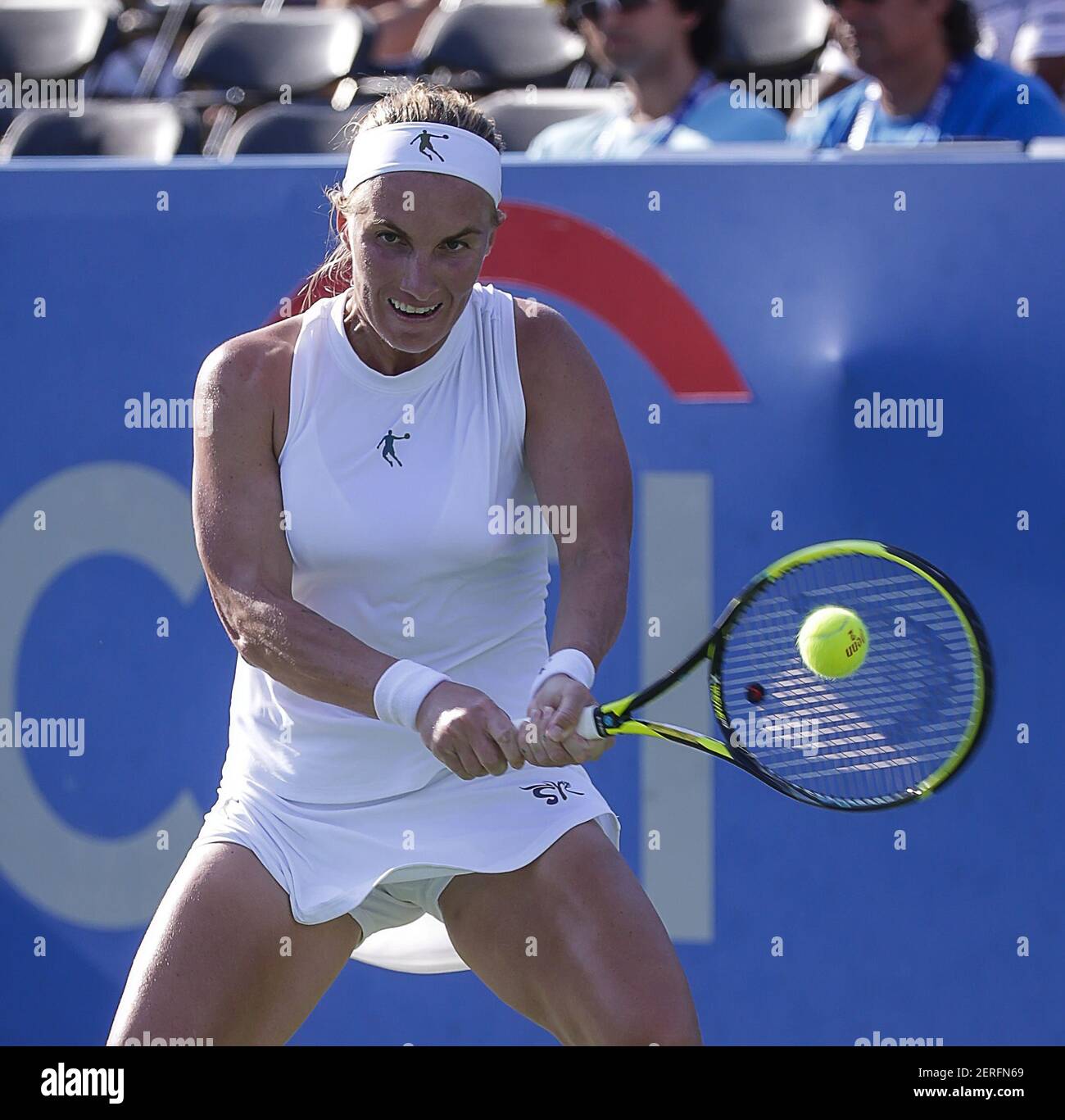 August 4, 2018: Svetlana Kuznetsova plays a backhand shot during a Citi ...
