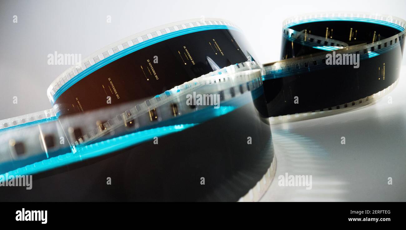 Movie background - 35mm film strip macro view Stock Photo - Alamy