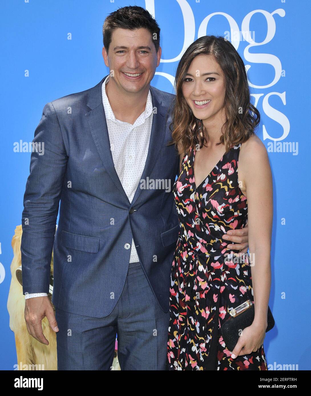 (L-R) Ken Marino and Erica Oyama at the "Dog Days" Los Angeles Premiere ...