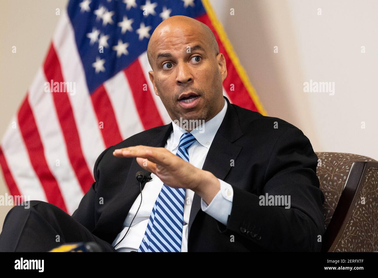 U.S. Senator Cory Booker (D-NJ speaking at the Capital Health Medical ...