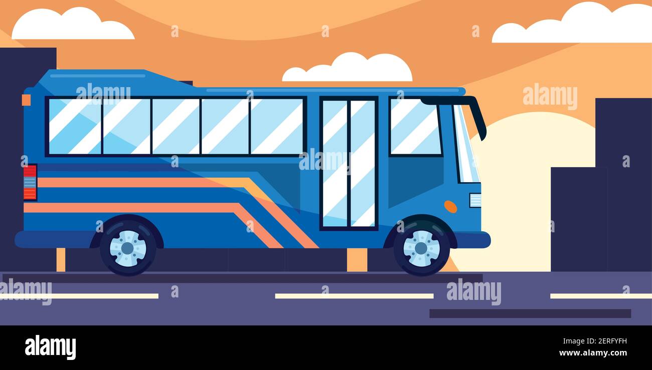 Skyline bus transport skyscraper Stock Vector Images - Alamy