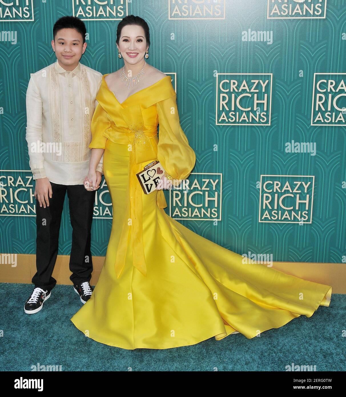 (L-R) Bimby and Mom Kris Aquino arrives at the “Crazy Rich Asians” Los ...