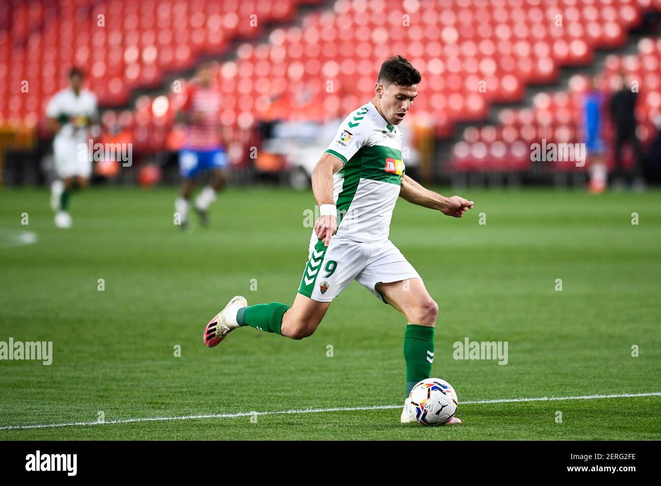 Elche CF player Lucas Boyé seen in action during the La Liga Santander ...