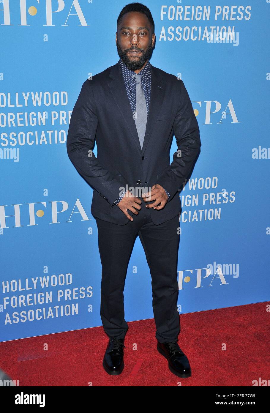 John David Washington arrives at the Hollywood Foreign Press ...