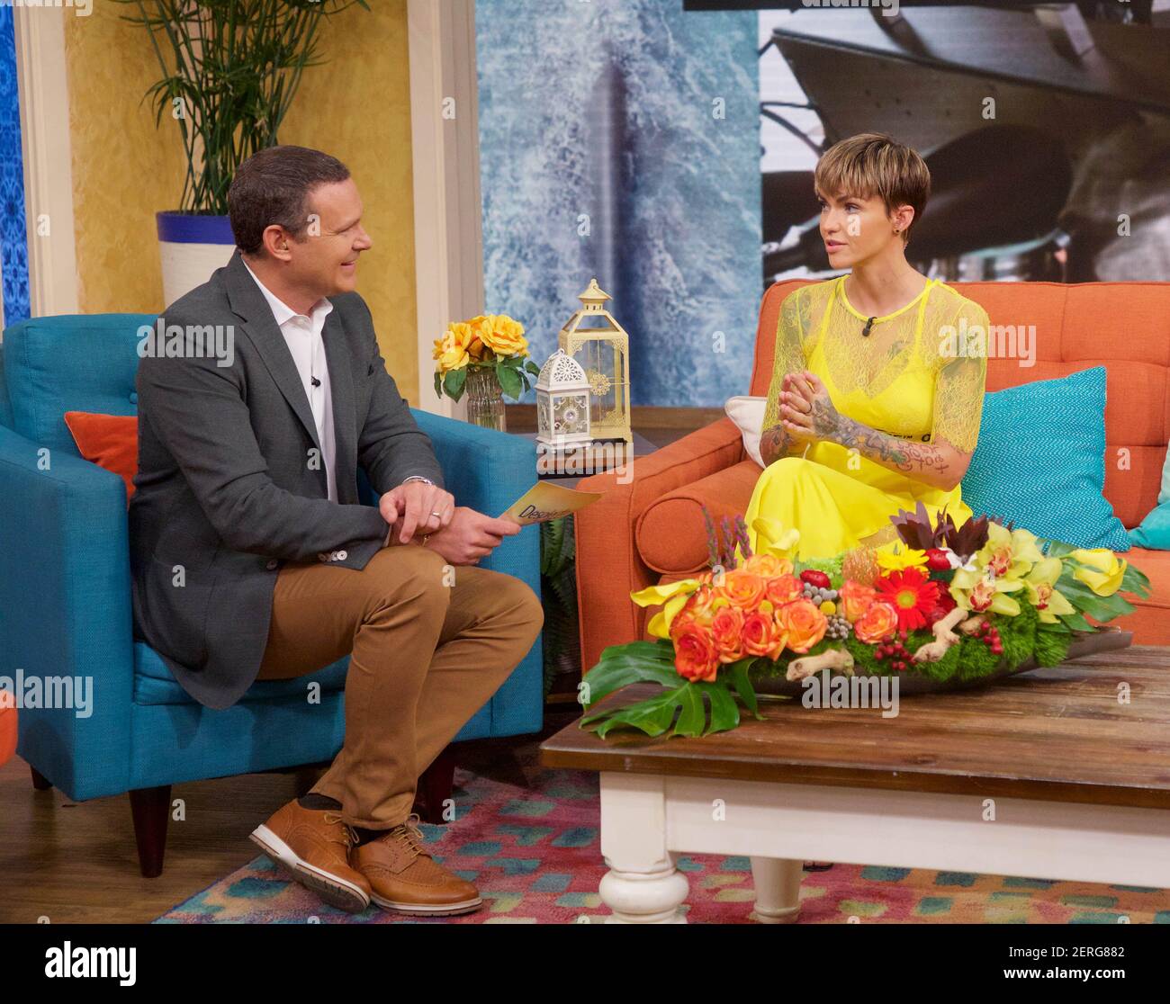 MIAMI, FL - AUGUST 10: Alan Tacher and Ruby Rose are seen on the set of ...