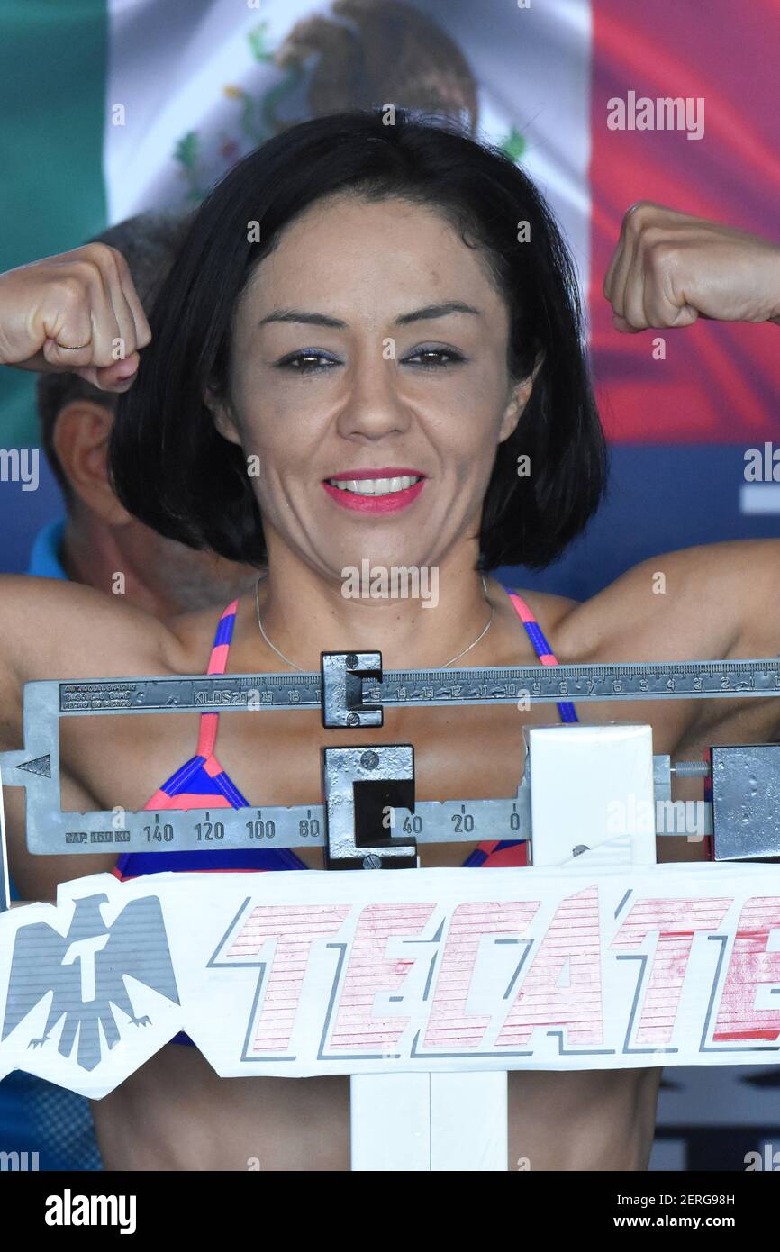 Jackie Nava during a weigh-in of Boxing at Mexico City Arena, Jackie ...