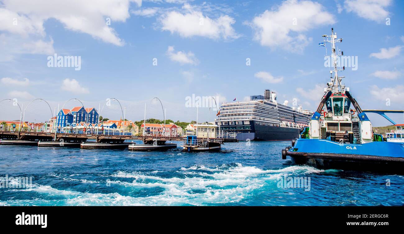 Curacao, Dutch Caribbean island life, known for the Koningin Emmabrug ...