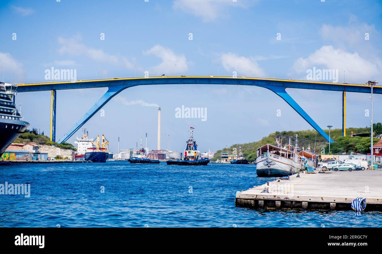 Curacao, Dutch Caribbean island life, known for the Koningin Emmabrug ...