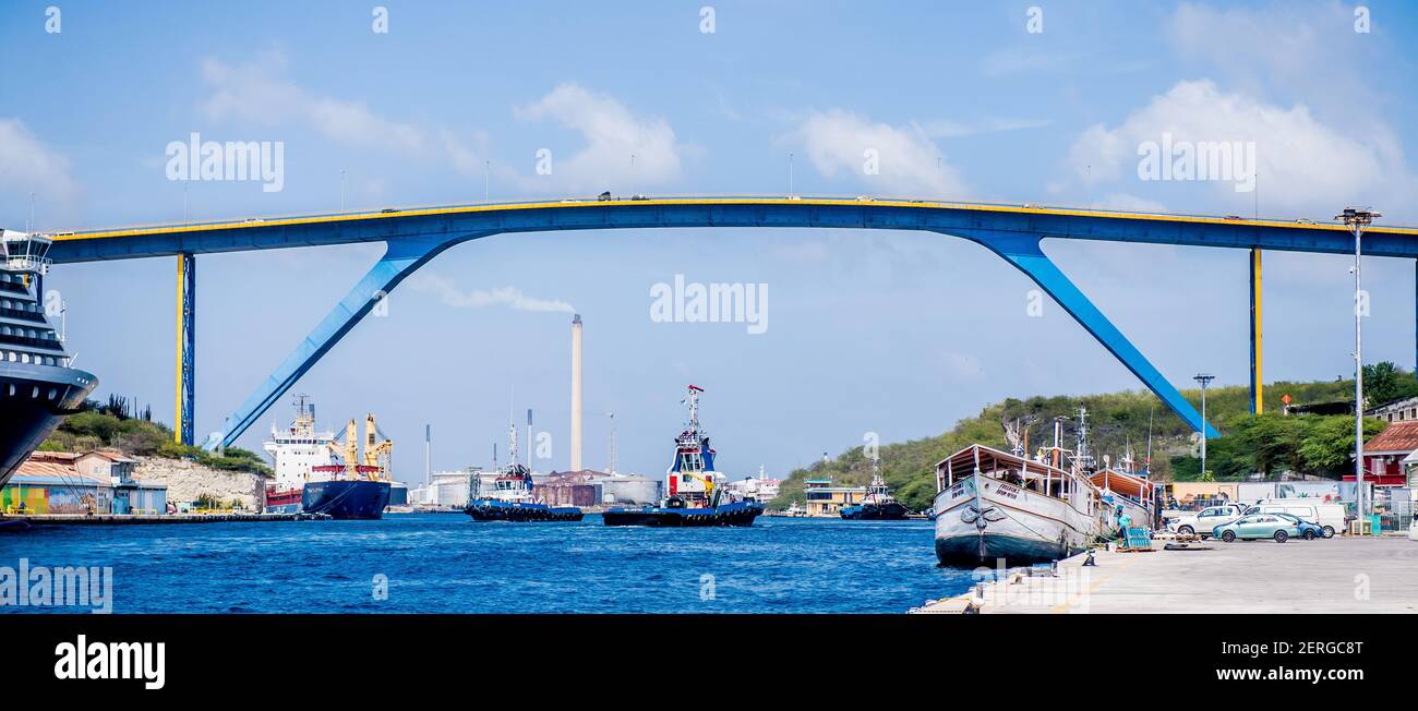 Curacao, Dutch Caribbean island life, known for the Koningin Emmabrug ...