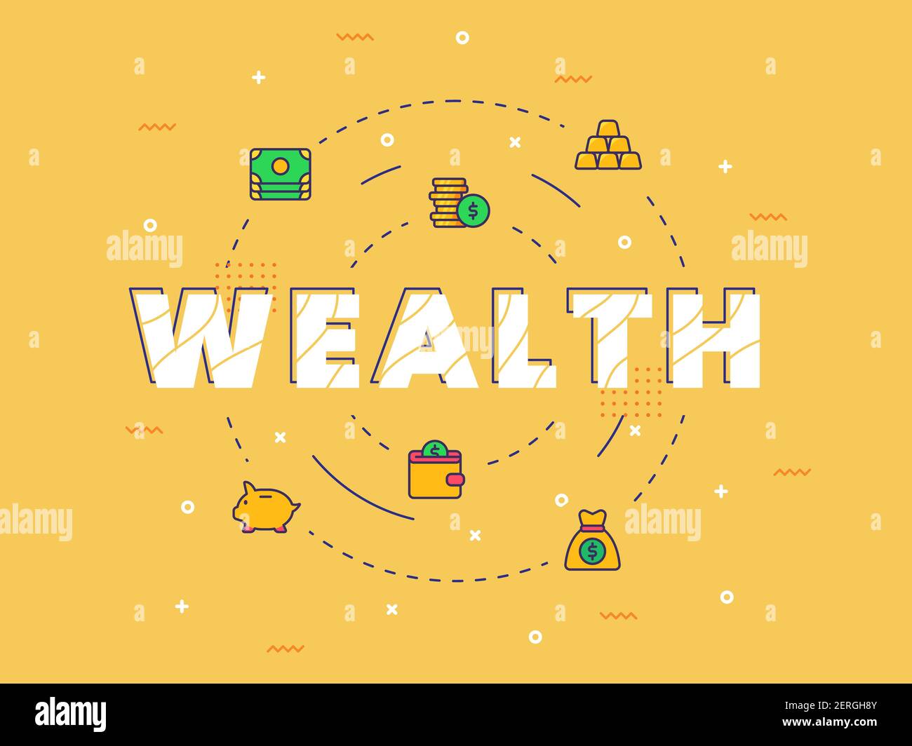 wealth typography calligraphy word art with filled color style vector ...