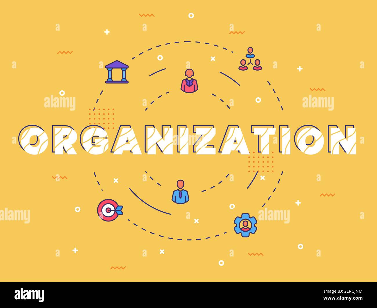 organization typography calligraphy word art with filled color style ...