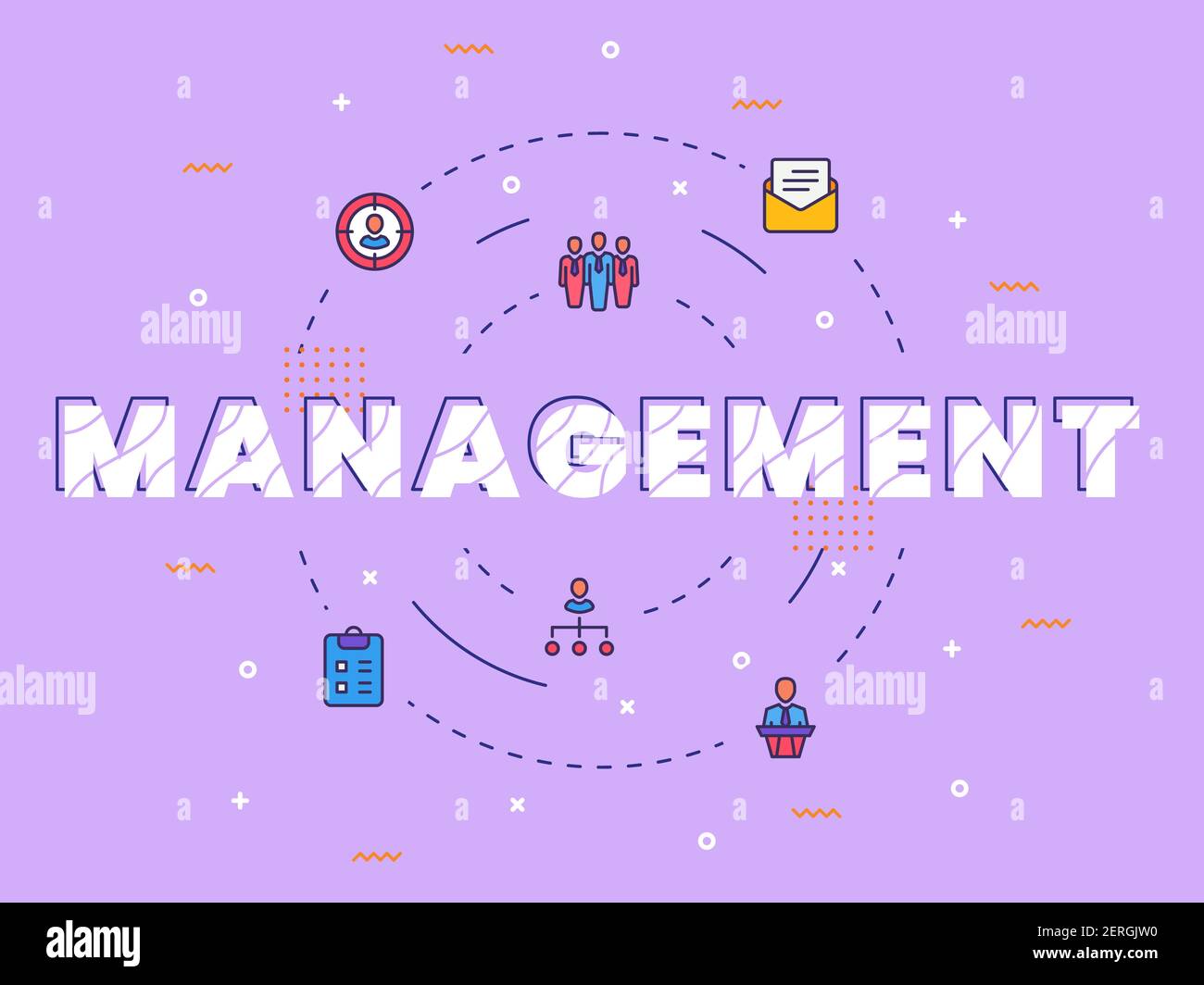 management typography calligraphy word art with filled color style ...