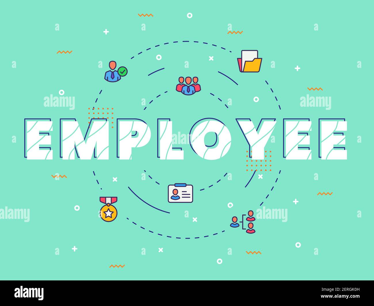 employee typography calligraphy word art with filled color style vector ...