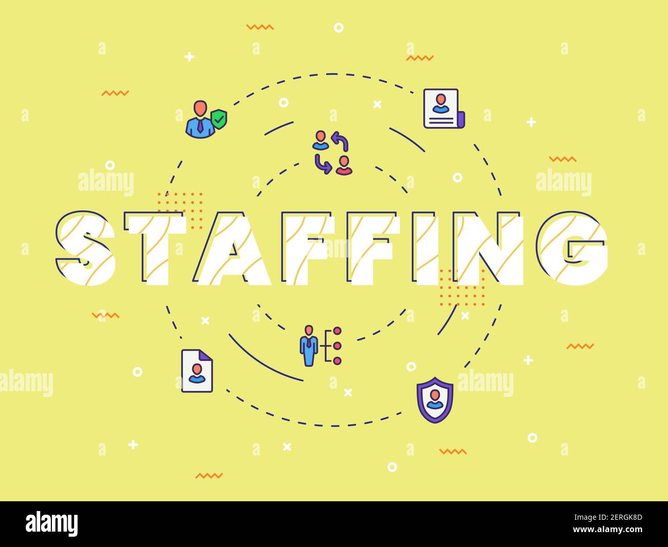 staffing typography calligraphy word art with filled color style vector ...
