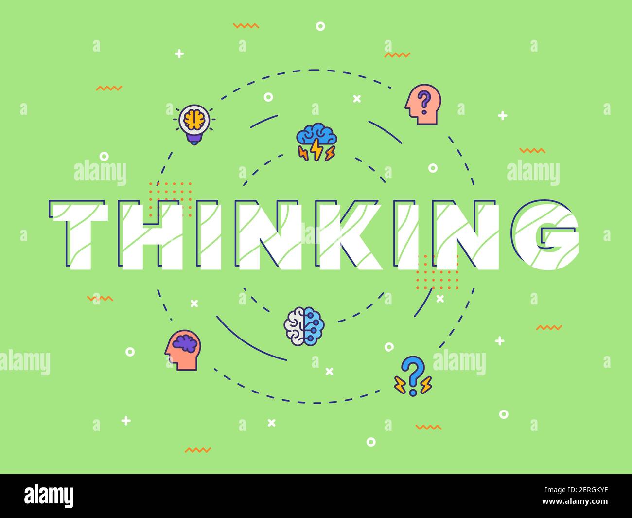 thinking typography calligraphy word art background of creative icon ...