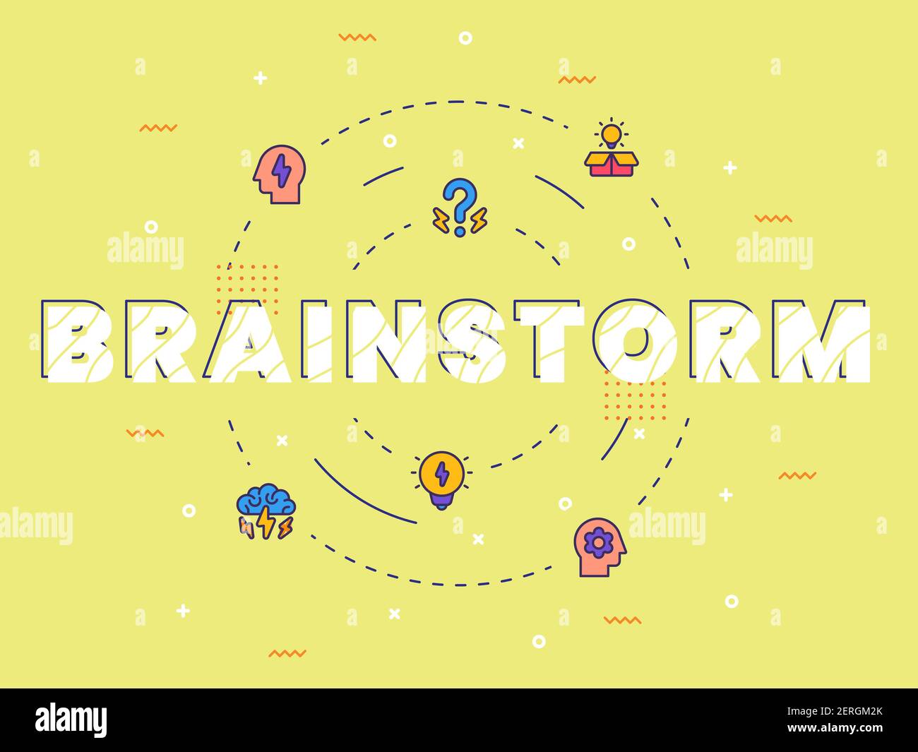 brainstorm typography calligraphy word art background of creative icon ...