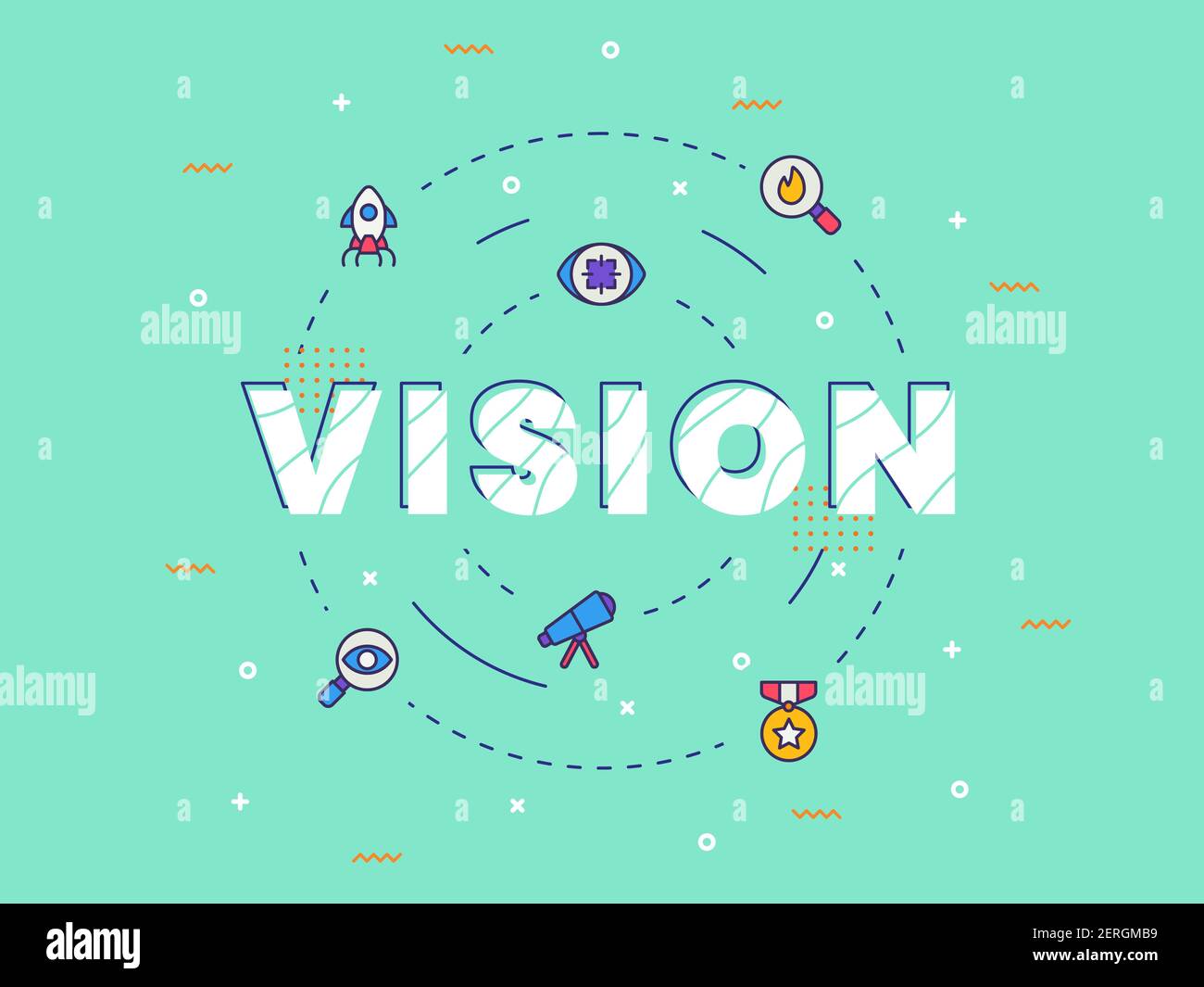 vision typography calligraphy word art background of creative icon set ...