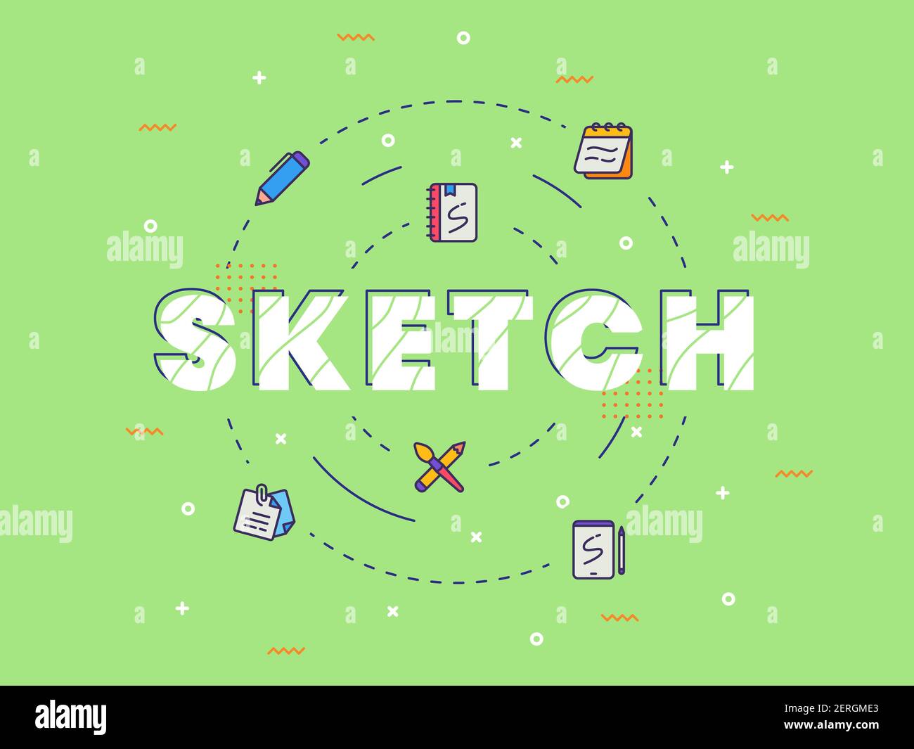 sketch typography calligraphy word art background of creative icon set ...