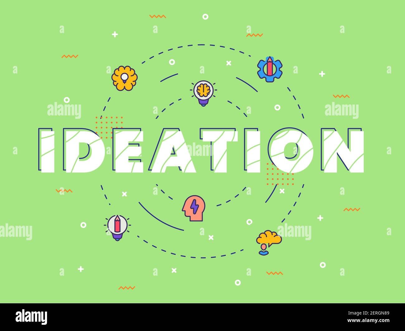 ideation typography calligraphy word art background of idea icon set ...