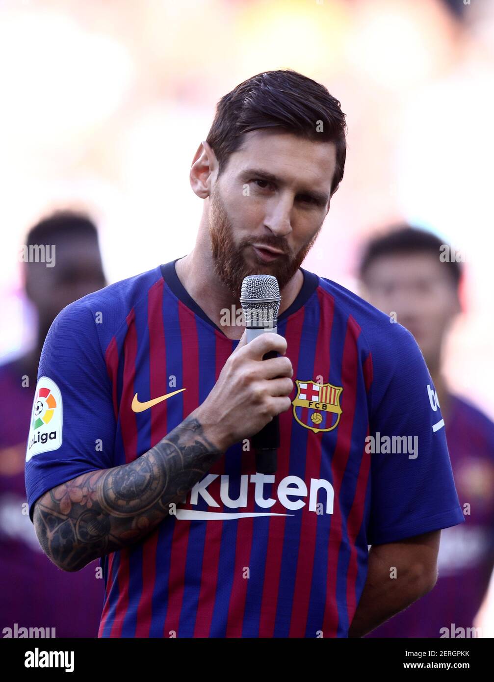 Lionel Messi of Barcelona during the match between FC Barcelona v Boca ...