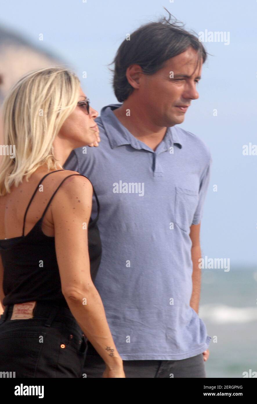 Lazio coach Simone Inzaghi and his wife Gaia Lucariello at the sea in ...