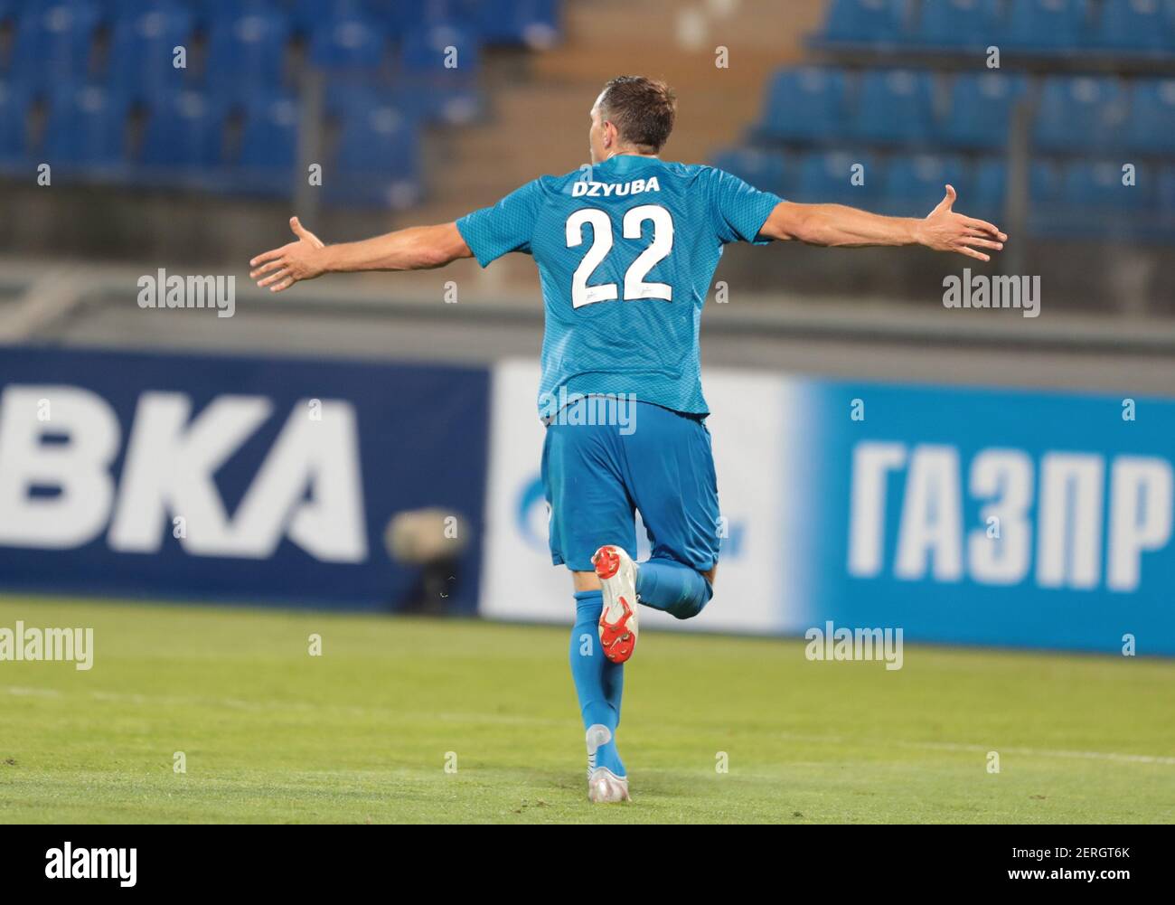 Zenit football player Artyom Dzuba during the match. 16.08.2018. Russia ...