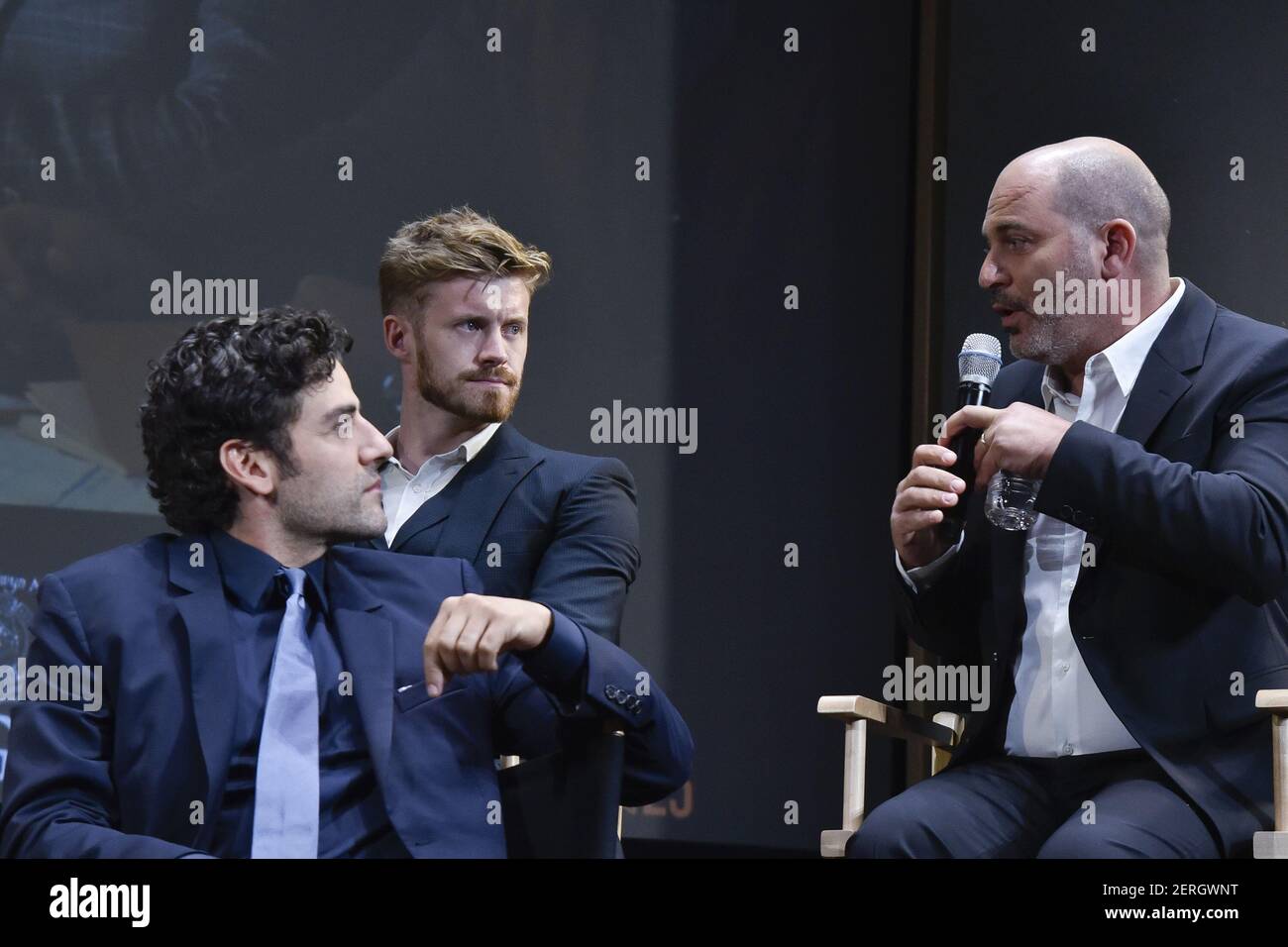 WASHINGTON, DC AUG 15: Writer Matthew Orton, actor Oscar Isaac, and ...