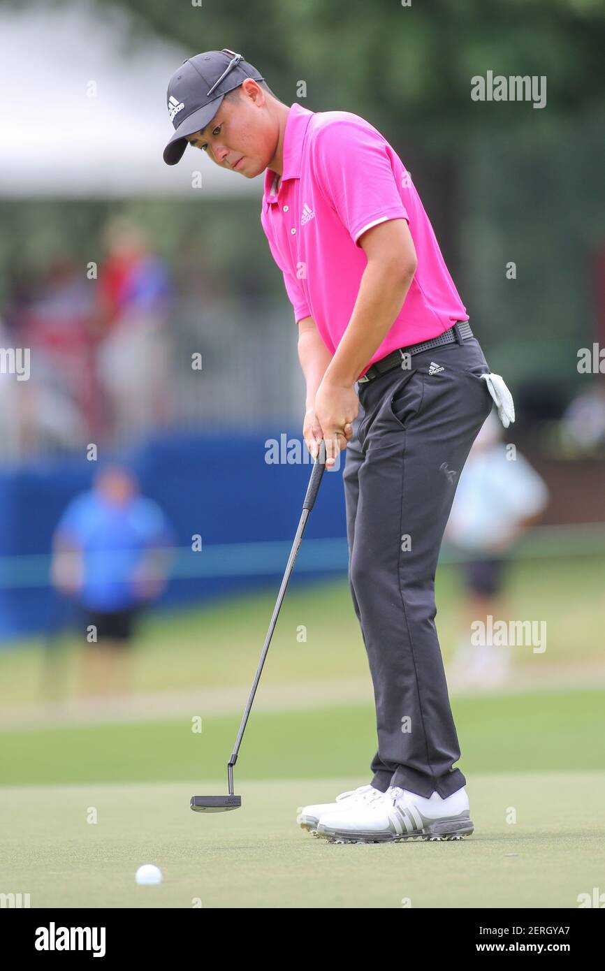 August 18, 2018: John Oda putts for birdie on the 10th green during the ...
