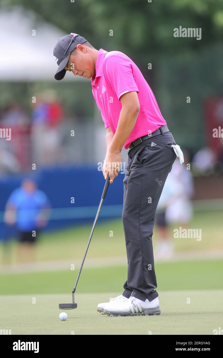 August 18, 2018: John Oda putts for birdie on the 10th green during the ...