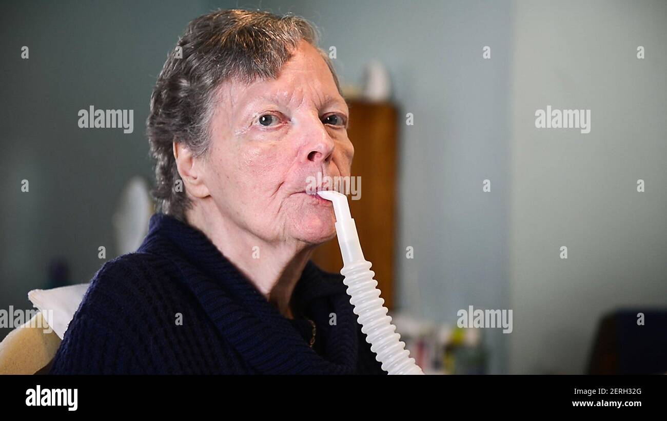 Mona Randolph, 82, uses a respirator during the day to help her breathe ...