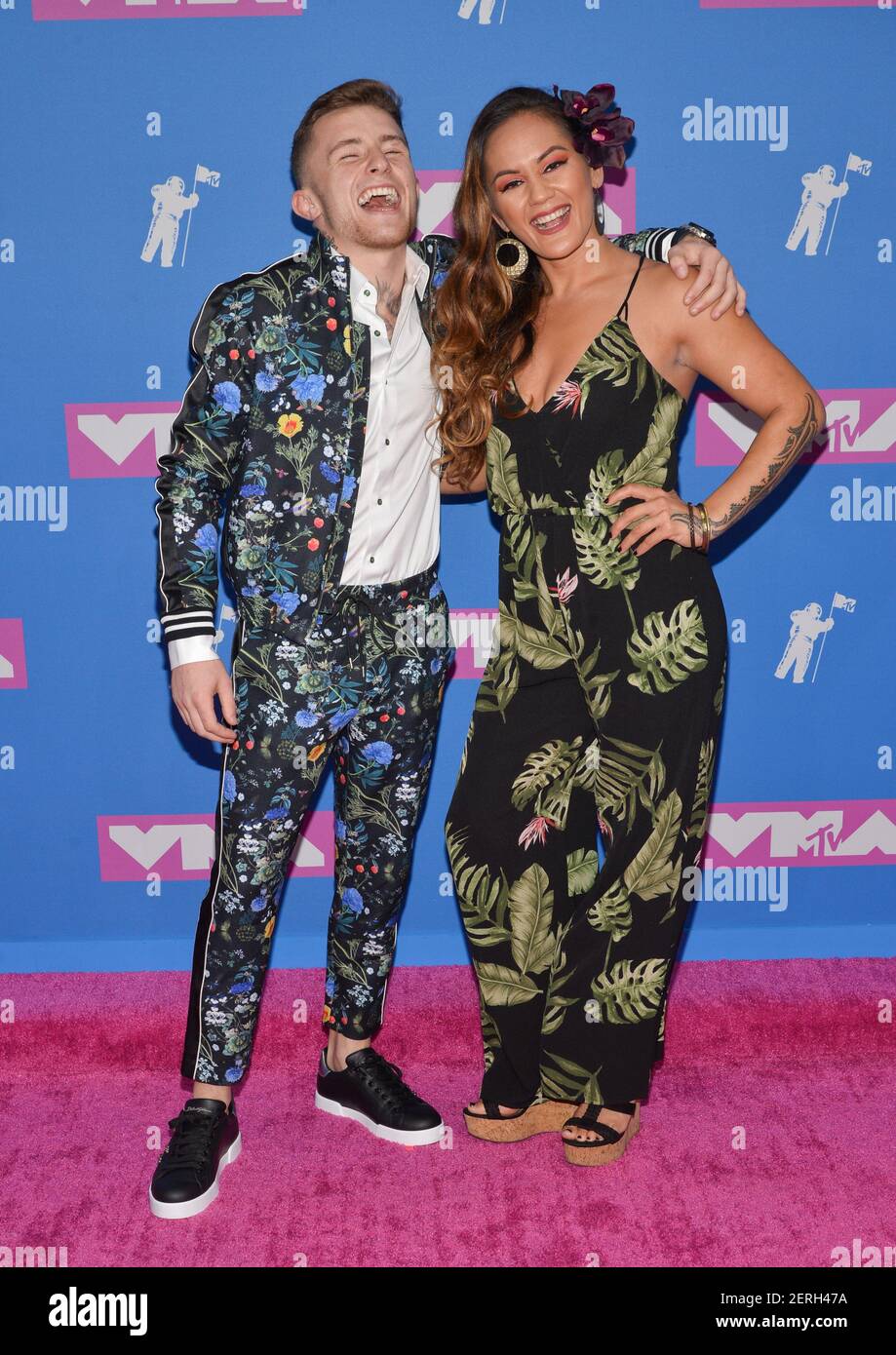 James Gallagher and Ilima-Lei Macfarlane walking on the red carpet at The 2018 MTV Video Music ...