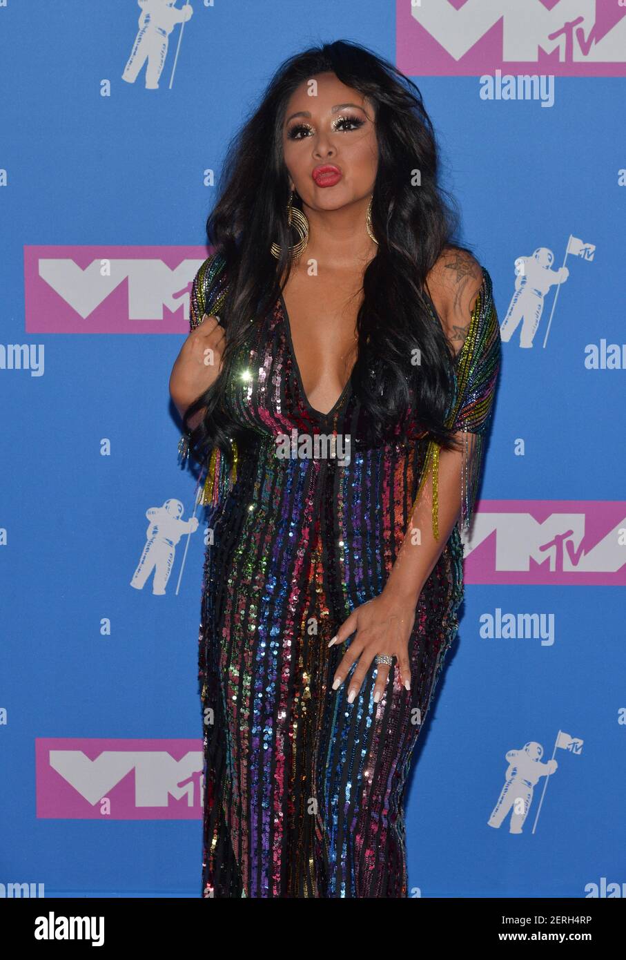 Nicole 'Snooki' Polizzi walking on the red carpet at The 2018 MTV Video ...