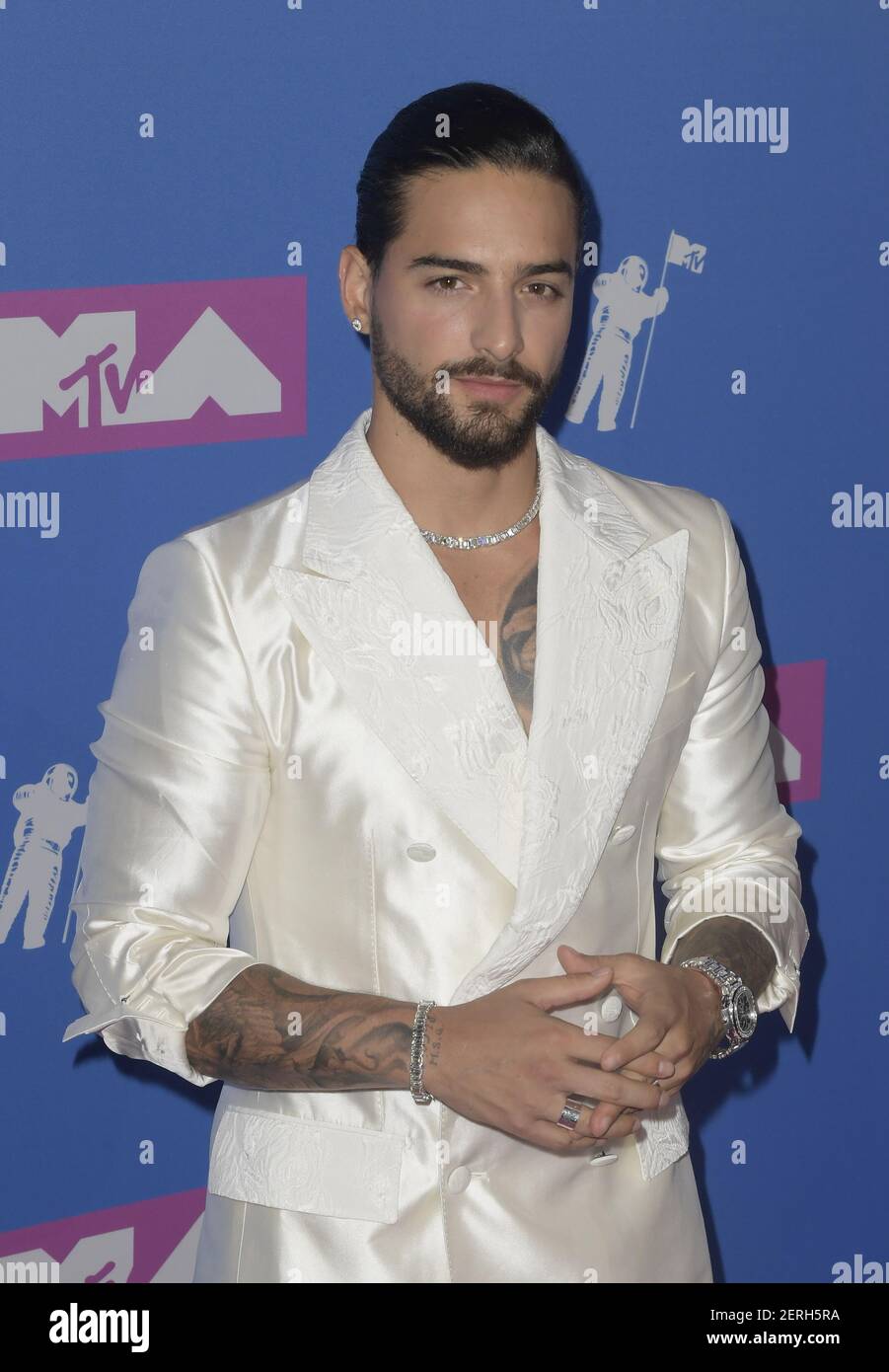 New York, NY - AUG 20: Maluma attends the 2018 MTV Music Awards at ...