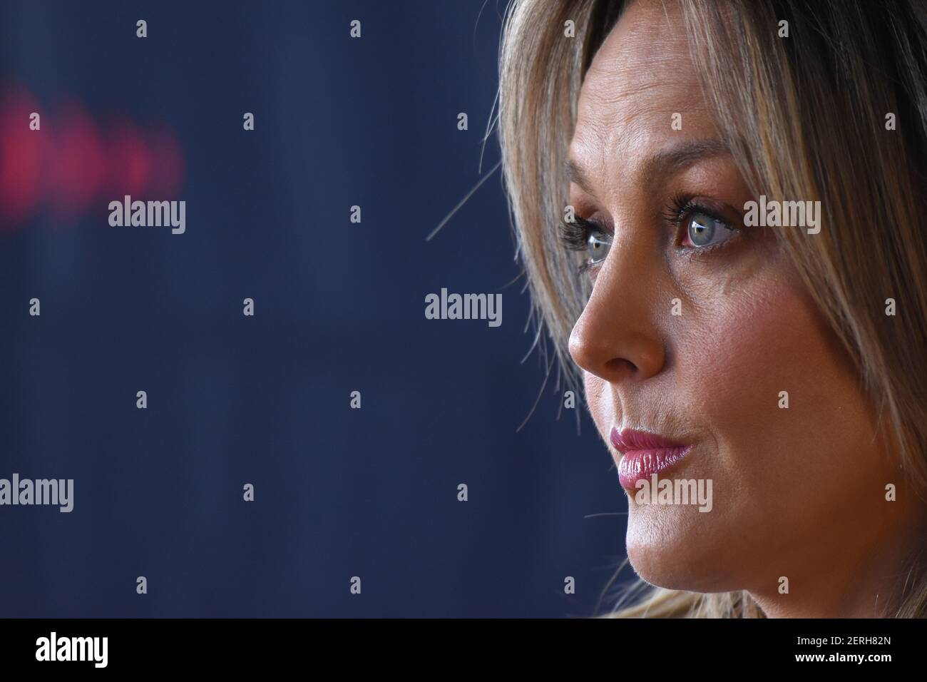 Singer Maria Fernanda Blazquez Gil 'Fey' attends a press conference to ...