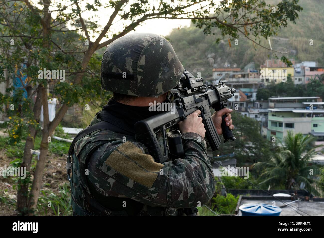 A member of the military holds security during operations this ...