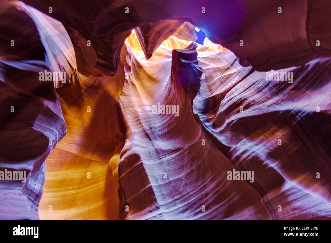 Bottom to top view from inside colorful Antelope Canyon in Utah Stock ...