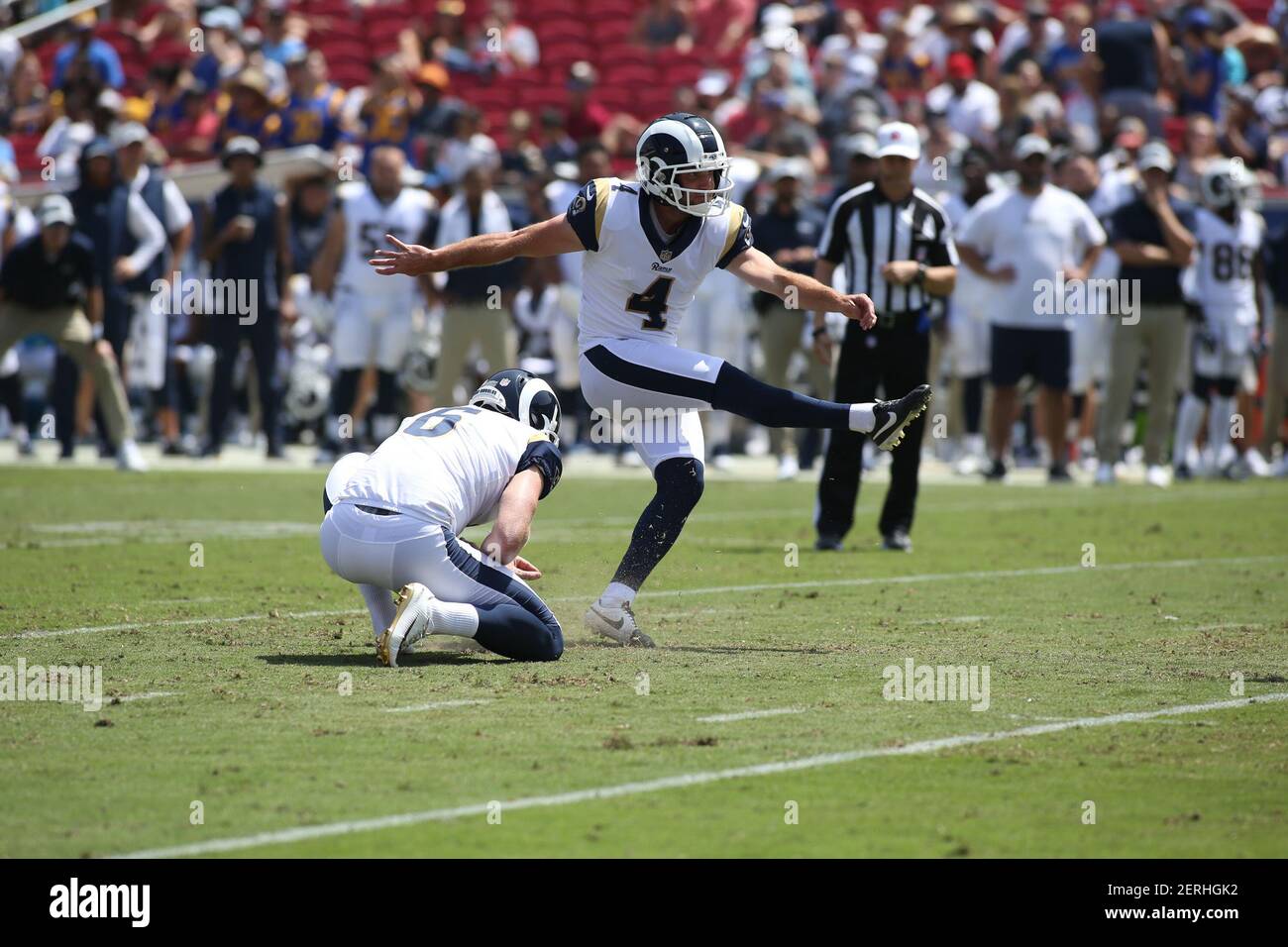 August 25, 2018 Los Angeles, CA...Los Angeles Rams kicker Greg Zuerlein ...