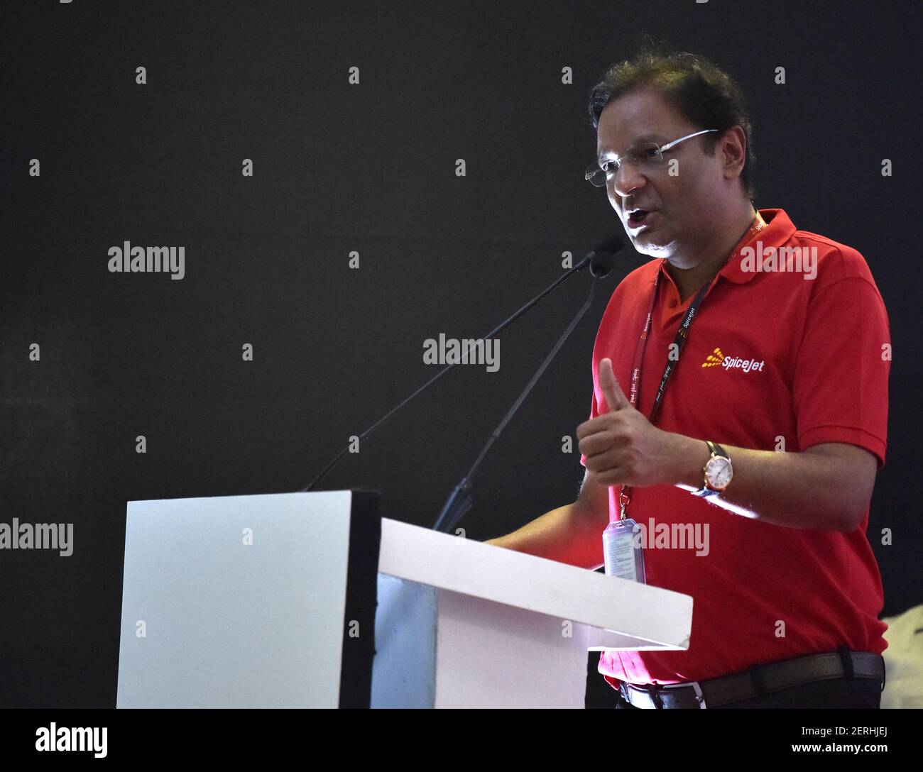 NEW DELHI, INDIA - AUGUST 27: SpiceJet CEO Ajay Singh speaks to media ...