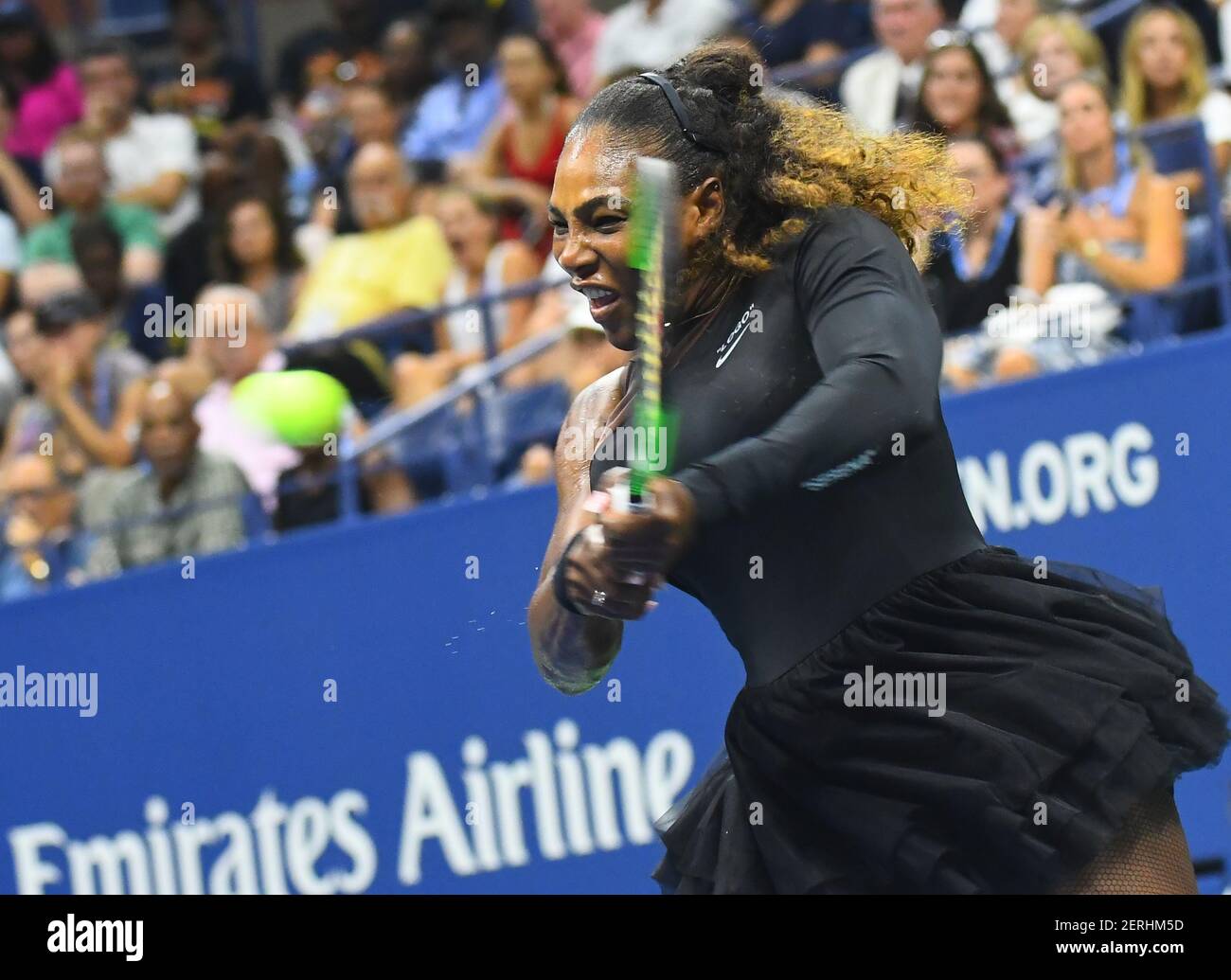 Serena Williams (USA) in first round US Open action against Magda ...