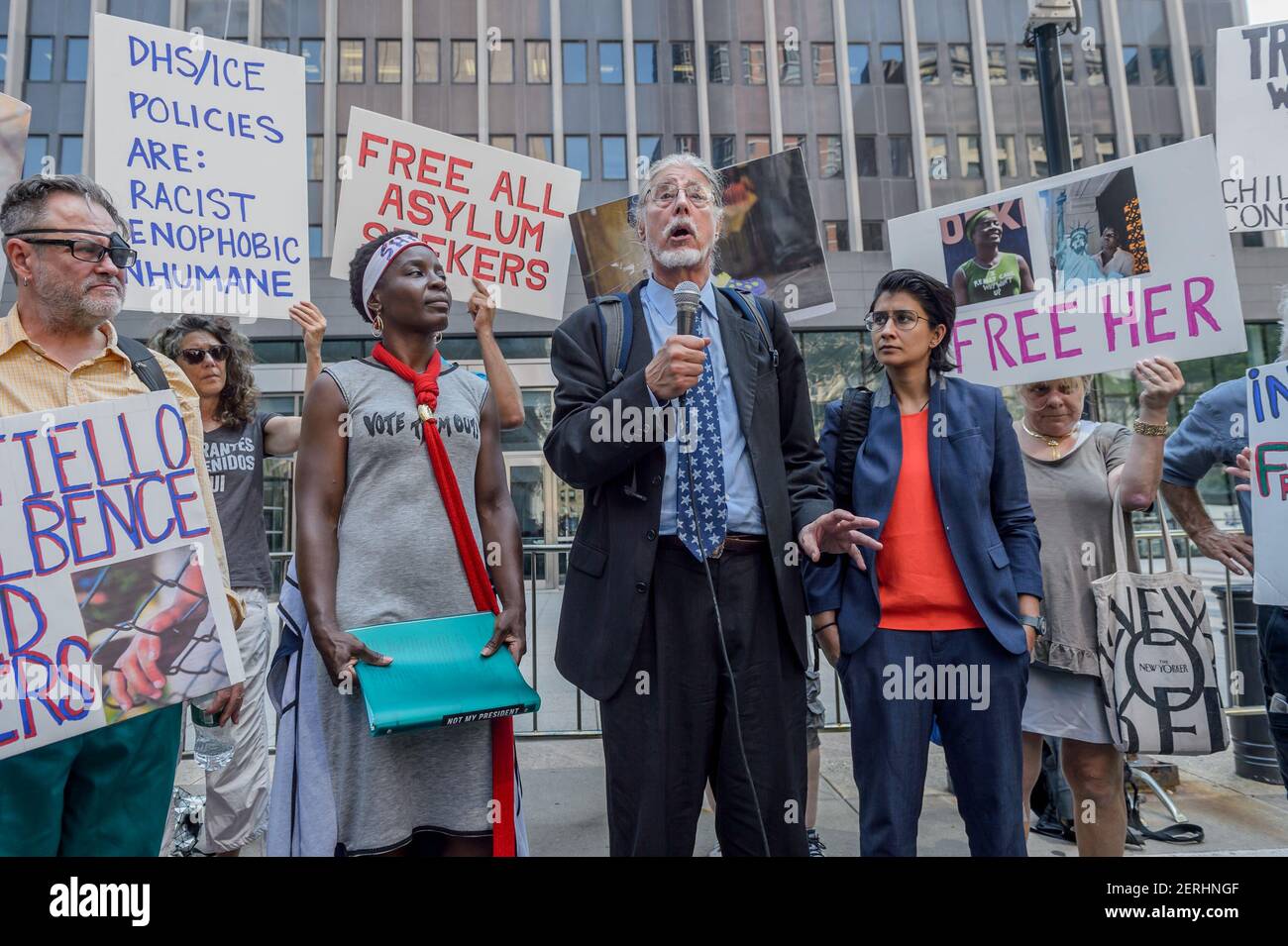 Civil rights attorney Ron Kuby representing Patricia Okoumou in court ...
