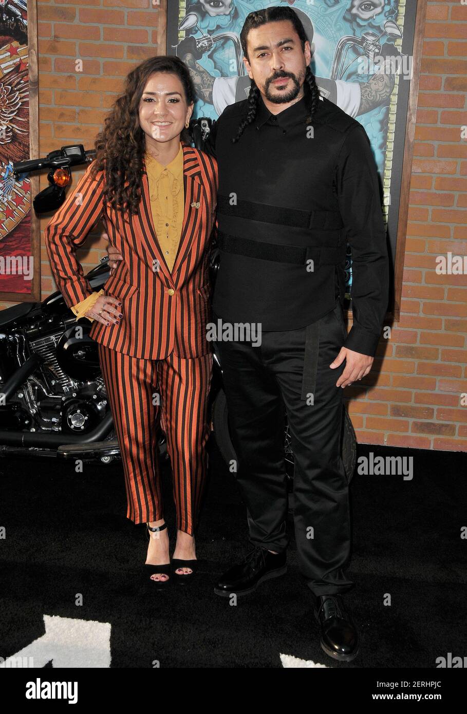 (L-R) Mia Keller and Gino Vento at FX's "Mayans M.C." Premiere held at ...