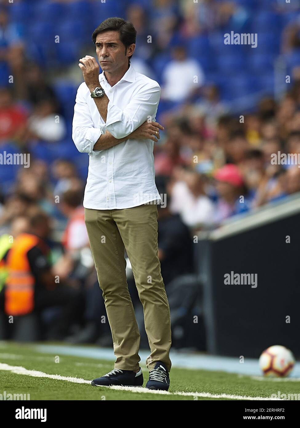 Valencia CF manager Marcelino Garcia during the match between RCD Espanyol vs Valencia CF of ...