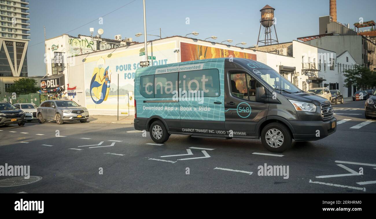 A Chariot ride-sharing service van in the Williamsburg neighborhood of ...